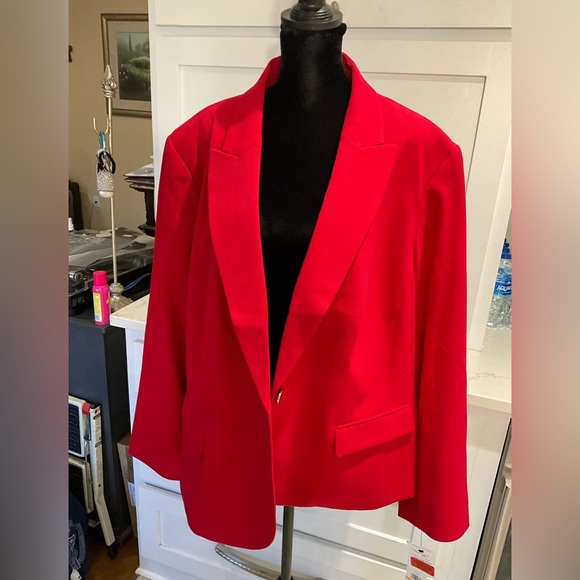 Calvin Klein | Jackets & Coats | New Red Calvin Klein Suit Jacket ...